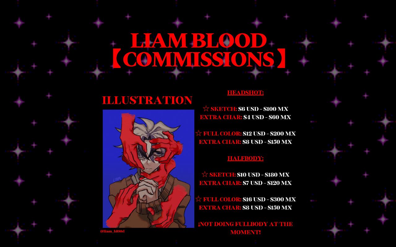 LIAM BLOOD COMMISSIONS